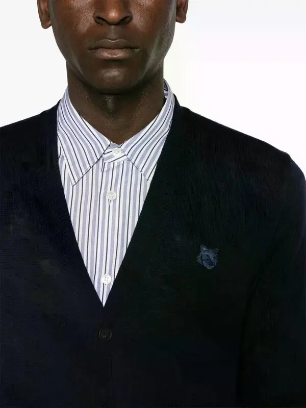 Maison Kitsuné Chillax Fox Wool Cardigan - Blue