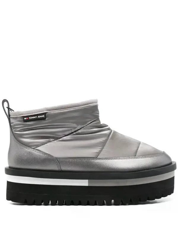 Tommy Hilfiger Padded Flatform Rain Boots - Silver