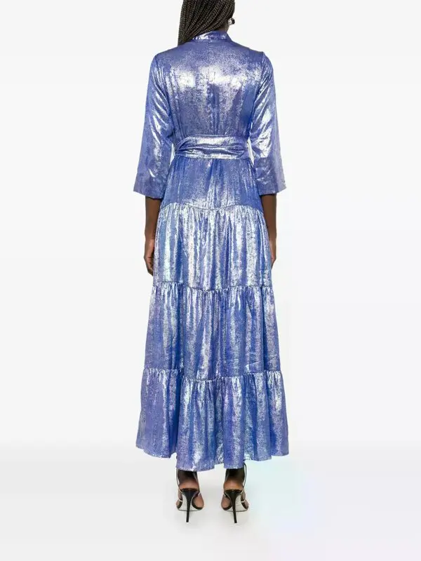 BARUNI Salvia Maxi Dress With Tiered Skirt And Belted Waist