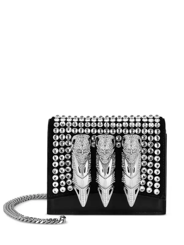 Philipp Plein Skull Knuckle Rings Flap Shoulder Bag - Black