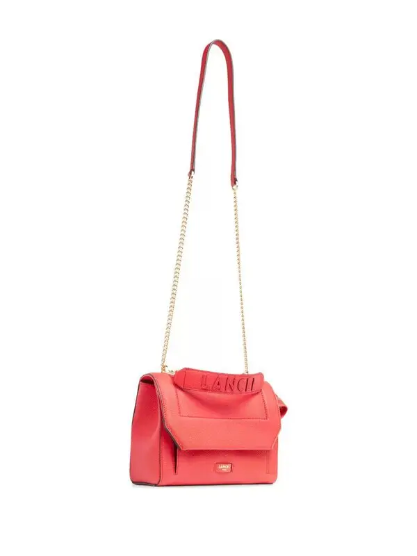 LANCEL Medium Grained Leather Cross-body Bag With Chain Strap - Red