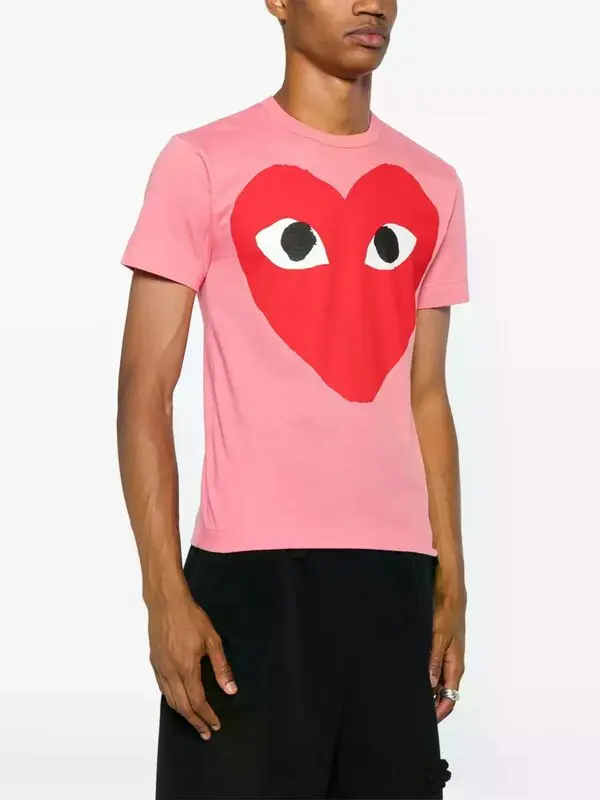 Play Comme Des Garcon Cotton Heart Print T-shirt - Pink