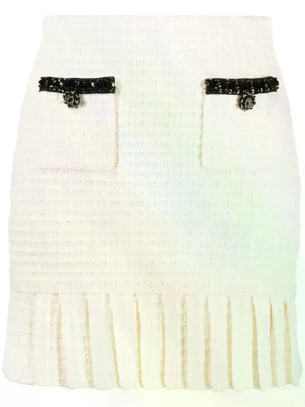SELF-PORTRAIT Knitted Waffle Mini Skirt With Embellishments
