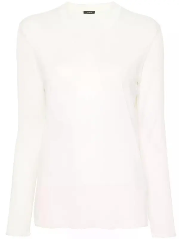 JOSEPH Cream White Merino-silk Blend Long-sleeve Jumper