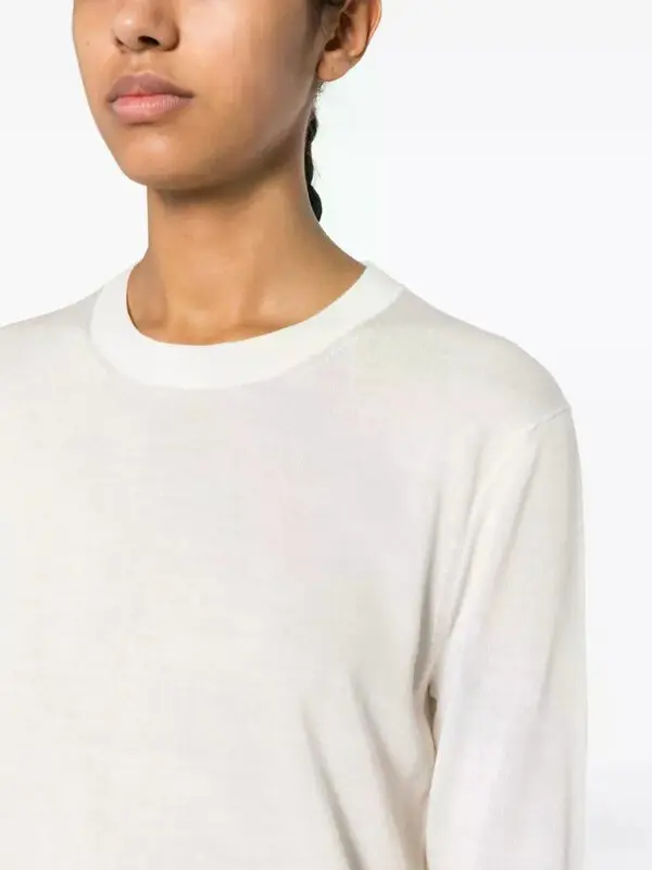JOSEPH Cream White Merino-silk Blend Long-sleeve Jumper