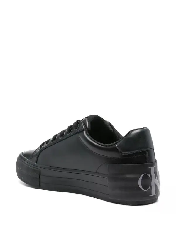 Calvin Klein Calf Leather Platform Sneakers - Black
