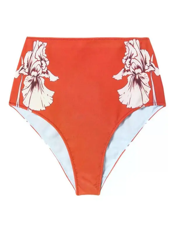 La DoubleJ High Waisted Floral Bikini Bottoms - Orange
