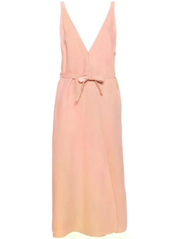 FORTE_FORTE Belted Linen Wrap Dress - Pink