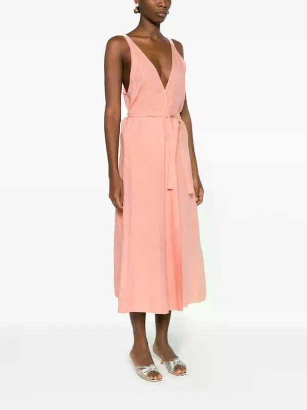 FORTE_FORTE Belted Linen Wrap Dress