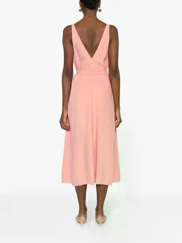 FORTE_FORTE Belted Linen Wrap Dress