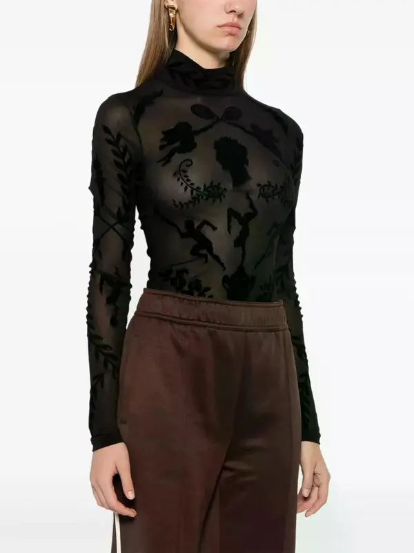 Casablanca Devoré-effect Bodysuit With Graphic Print