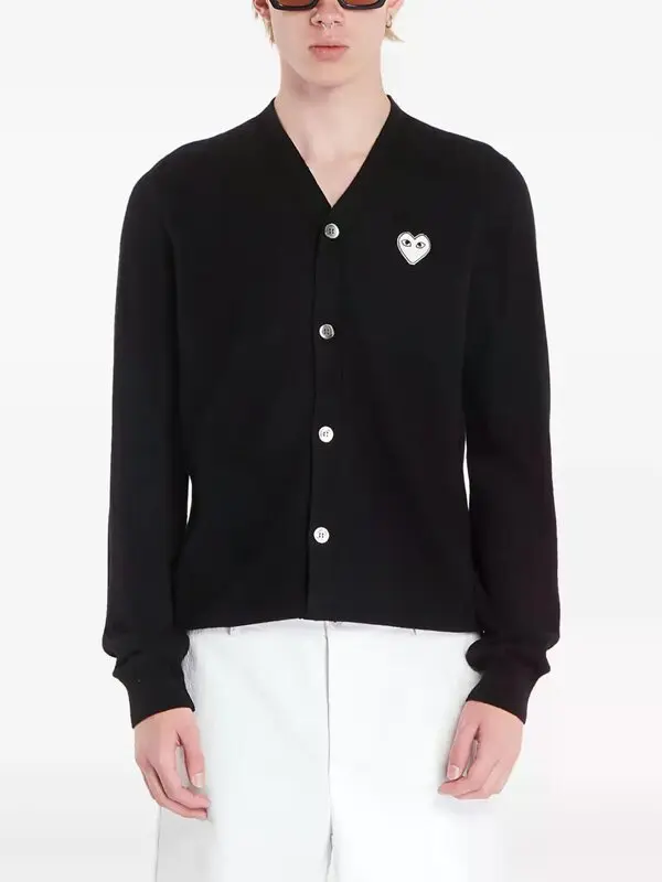 Play Comme Des Garcon Heart-patch V-neck Cardigan