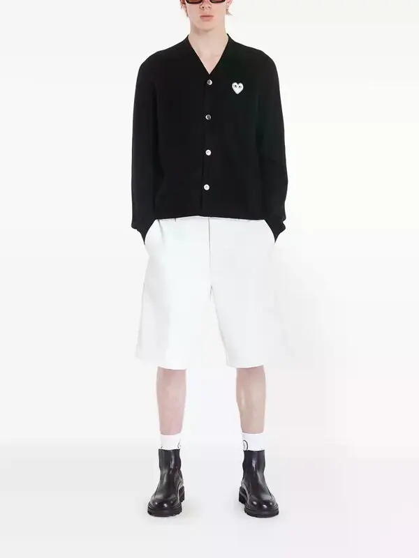 Play Comme Des Garcon Heart-patch V-neck Cardigan