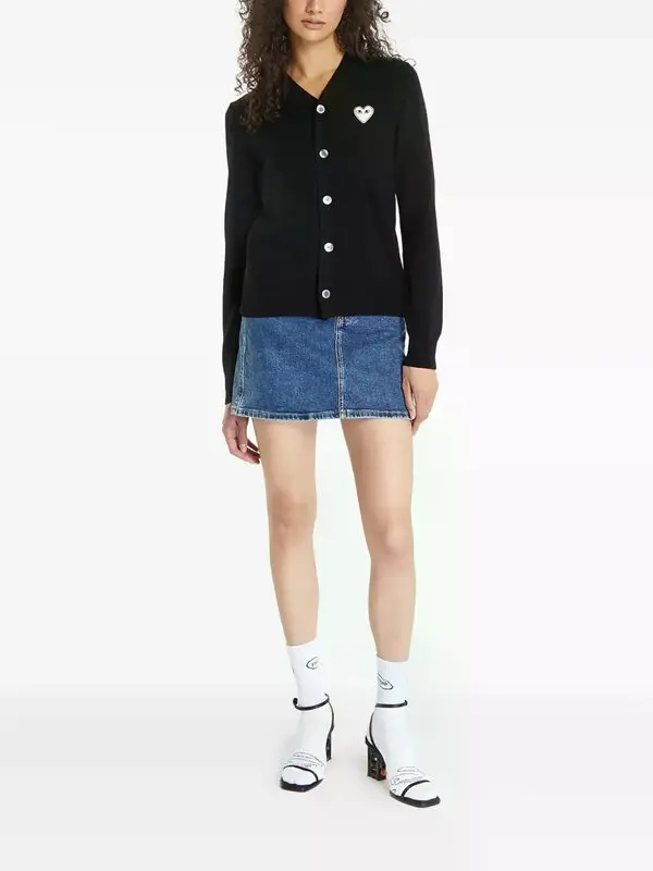 Play Comme Des Garcon Heart-patch V-neck Cardigan