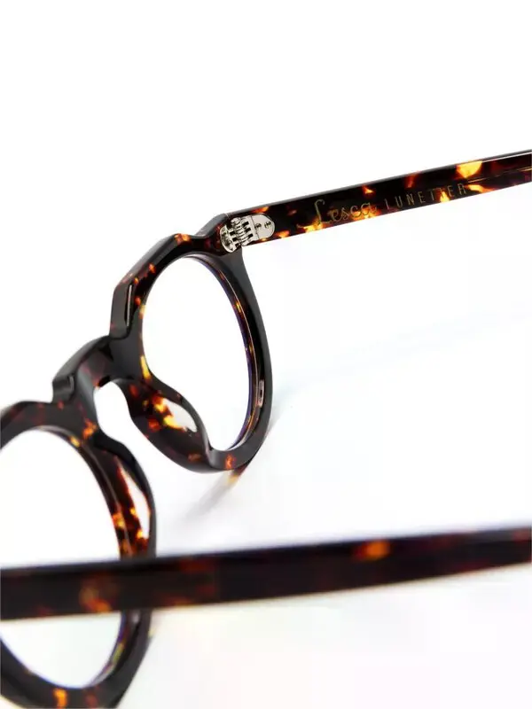 LESCA Round Frame Eyeglasses - Brown