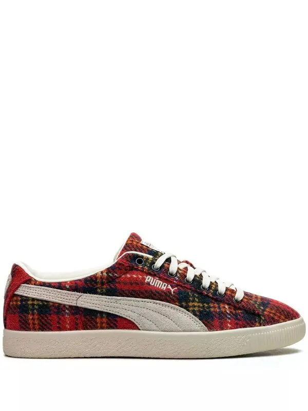 PUMA Suede Vtg Harris Tweed Frosted Ivory Sneakers - Red