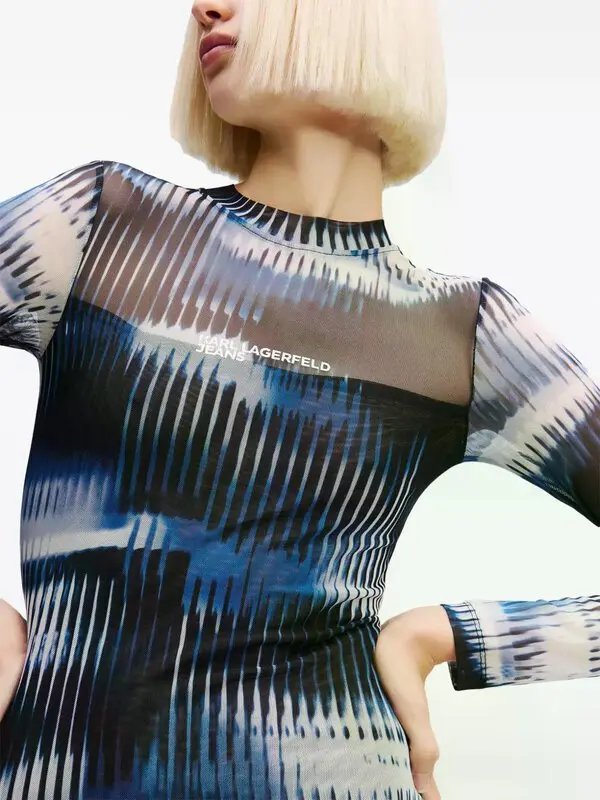 Karl Lagerfeld Glitch-print Mesh Maxi Dress