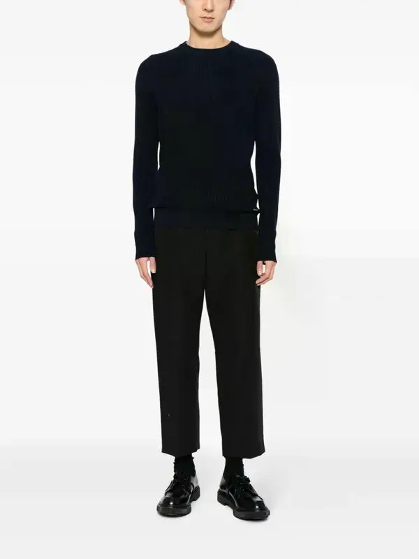 ALPHA TAURI Ribbed-knit Jumper With Logo Plaque