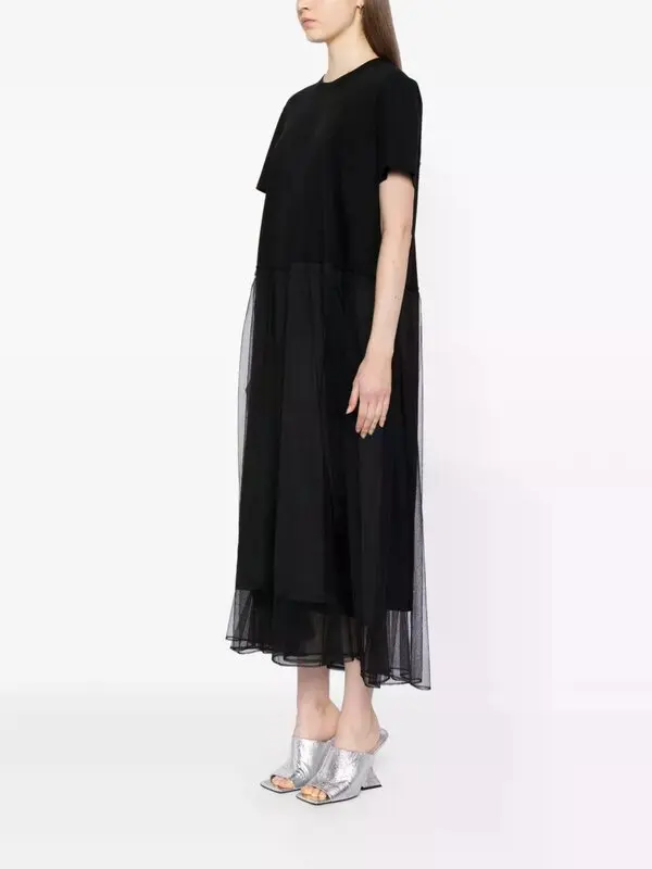 JNBY Cotton Blend Point D'esprit Tulle Jersey Dress
