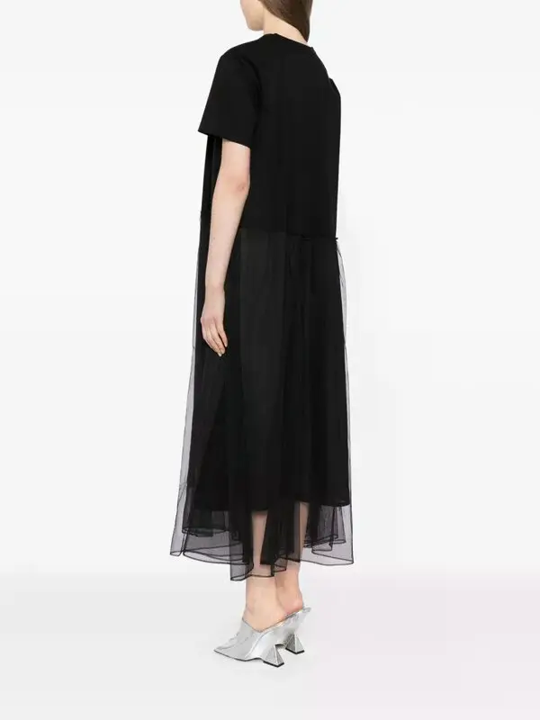 JNBY Cotton Blend Point D'esprit Tulle Jersey Dress