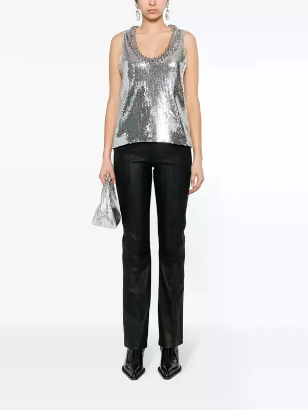 Rabanne Embellished Sequin Scoop Neck Top