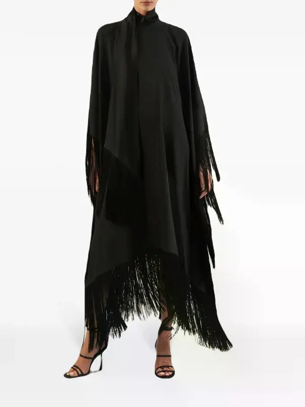 TALLER MARMO Crepe Kaftan Dress With Fringe Detailing