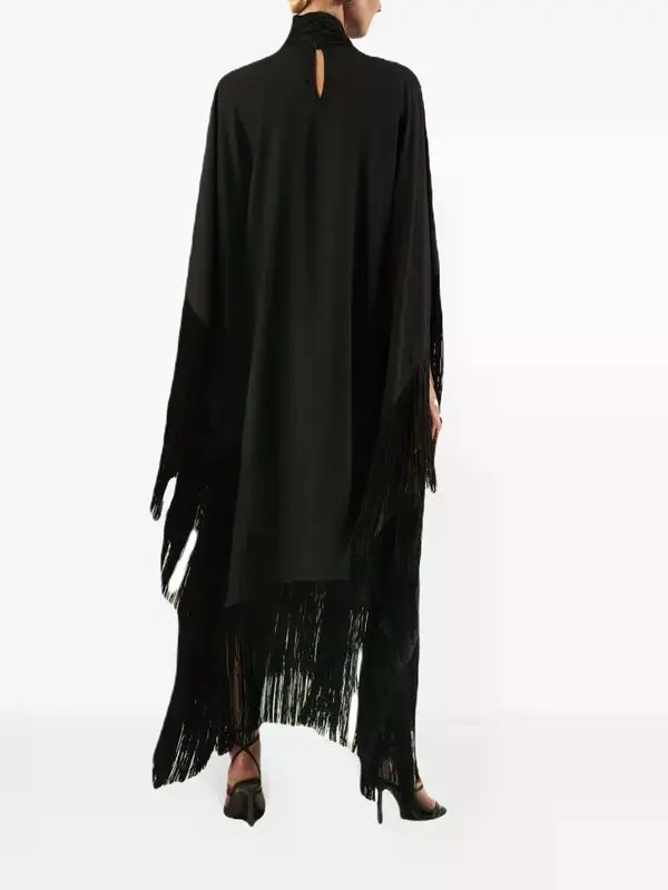 TALLER MARMO Crepe Kaftan Dress With Fringe Detailing