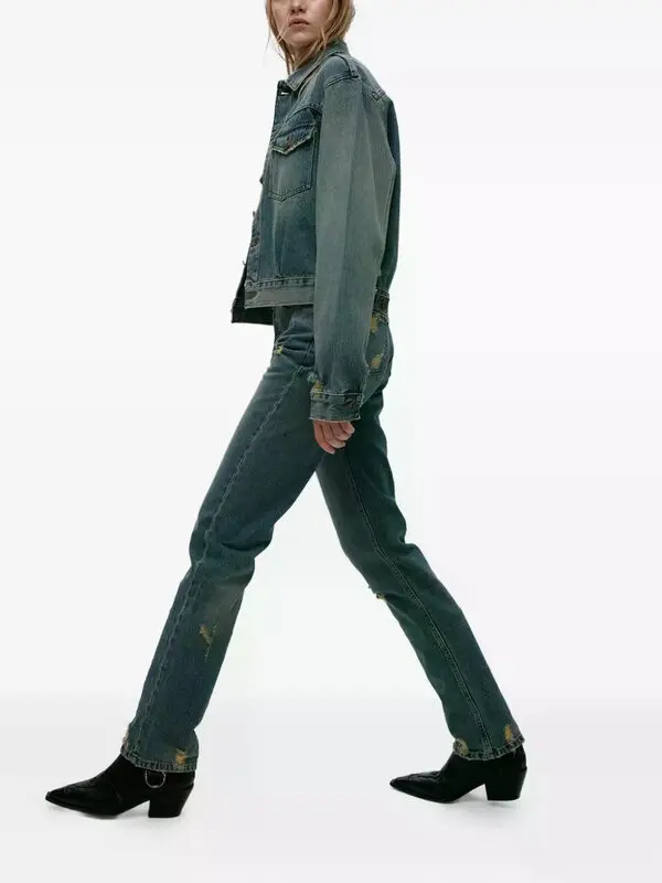 MAINLESS Distressed Frayed Hem Jeans