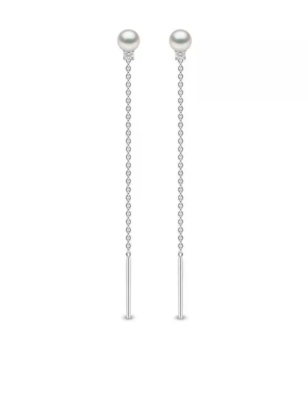Yoko London 18kt White Gold Diamond And Pearl Drop Earrings - Silver