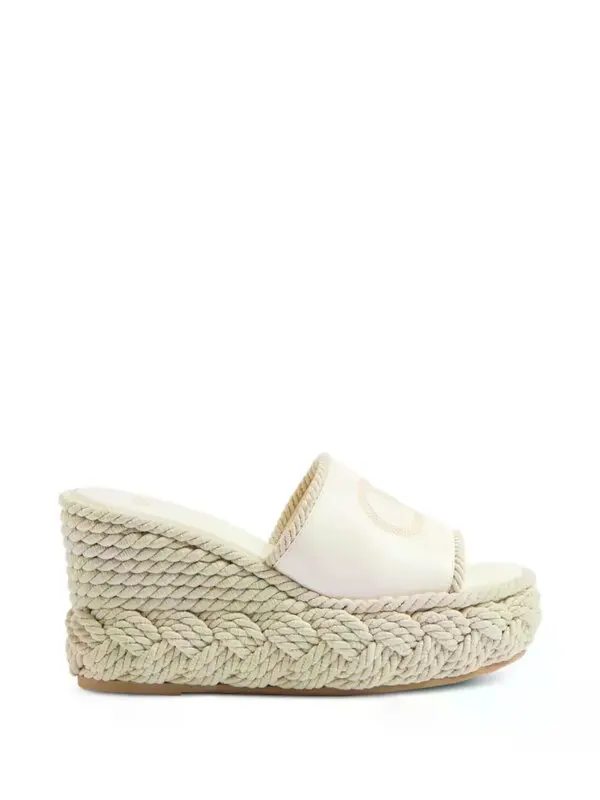 Valentino Garavani Vlogo Torchon Espadrille Wedge Sandals - Neutrals