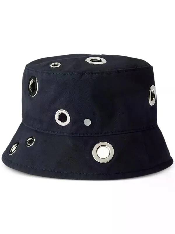 MAISON MICHEL Axel Eyelet-detail Bucket Hat - Blue