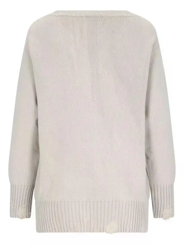 CANESSA Distressed Cashmere V-neck Sweater