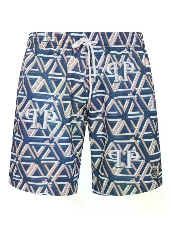 Philipp Plein Monogram Boxer Swim Shorts - Blue