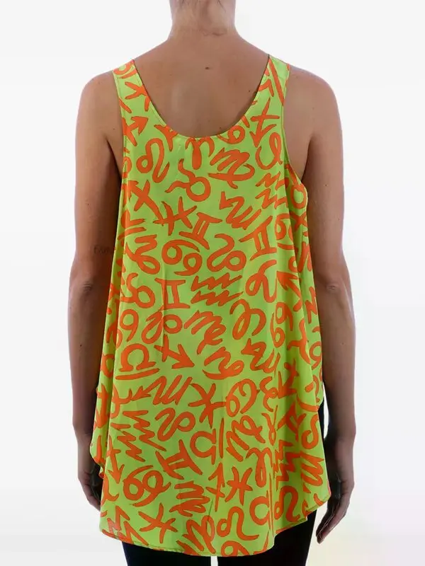Jeremy Scott Asymmetrical Zodiac Print Scoop Neck Top