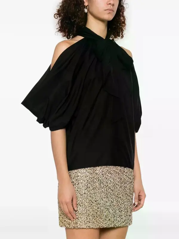 Giambattista Valli Halterneck Draped Blouse