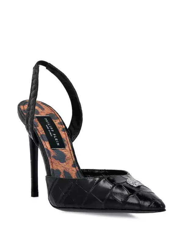 Philipp Plein Crocodile Effect Slingback Pumps