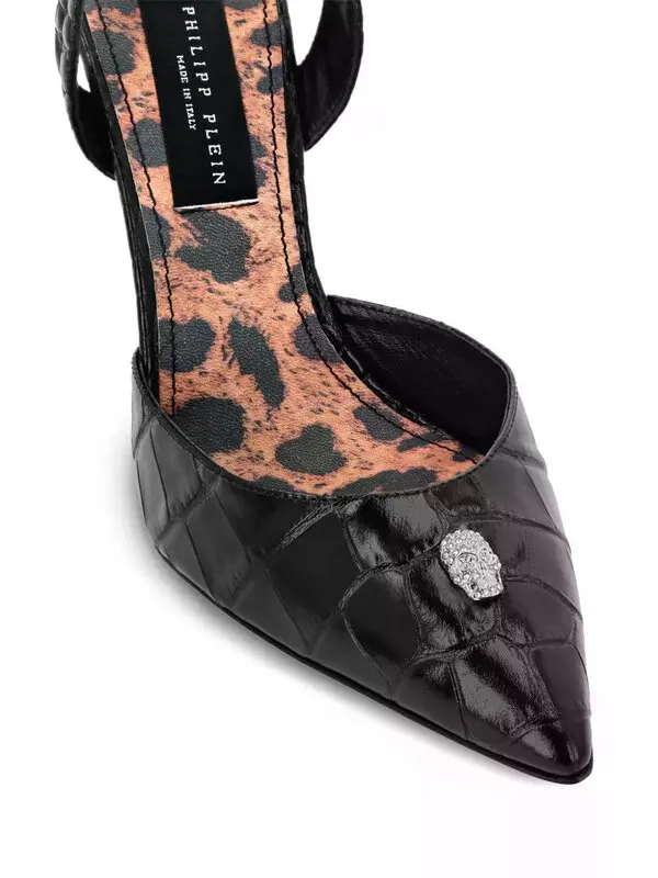 Philipp Plein Crocodile Effect Slingback Pumps