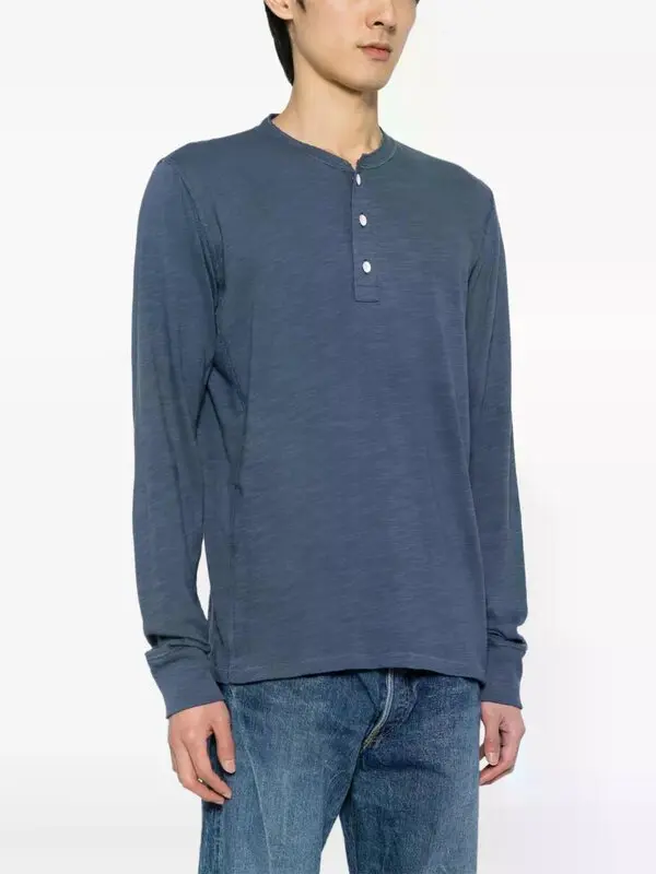 Rag & Bone Cotton Henley T-shirt - Blue