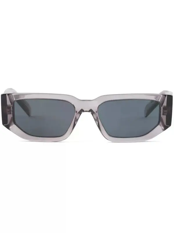 Prada Rectangle Frame Sunglasses With Triangle Logo - Grey