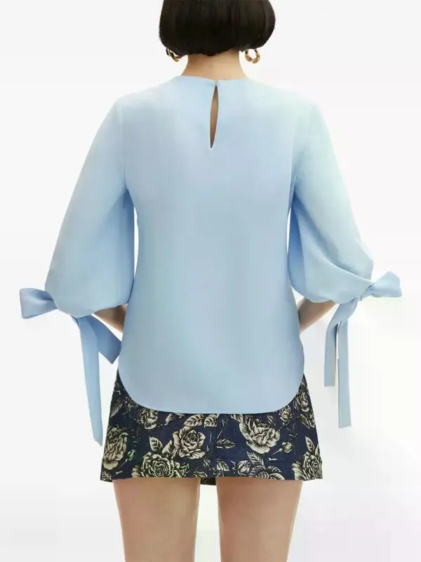 Oscar De La Renta English Rose Cut-out Georgette Blouse