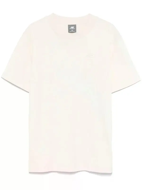 NEW BALANCE Jersey T-shirt With Embroidered Logo - Neutrals