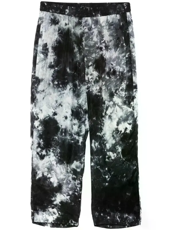 SAPIO Abstract Pattern Print Cropped Trousers - Black
