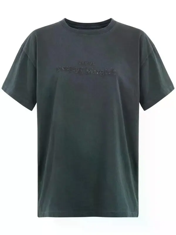 MAISON MARGIELA Logo Embroidered Cotton T-shirt - Grey
