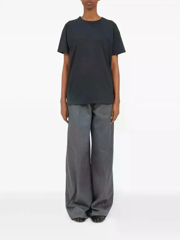 MAISON MARGIELA Logo Embroidered Cotton T-shirt - Grey