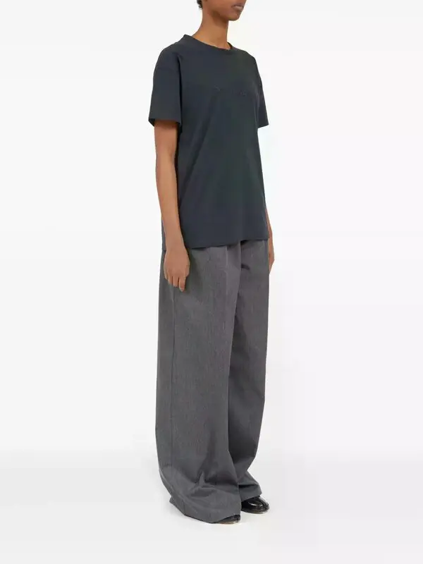 MAISON MARGIELA Logo Embroidered Cotton T-shirt - Grey
