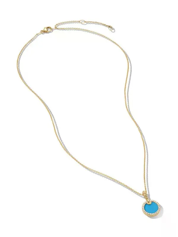 David Yurman 18kt Yellow Petite Dy Elements Turquoise Diamond Necklace