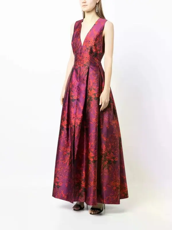 Sachin & Babi Brooke Floral Print Evening Dress - Purple