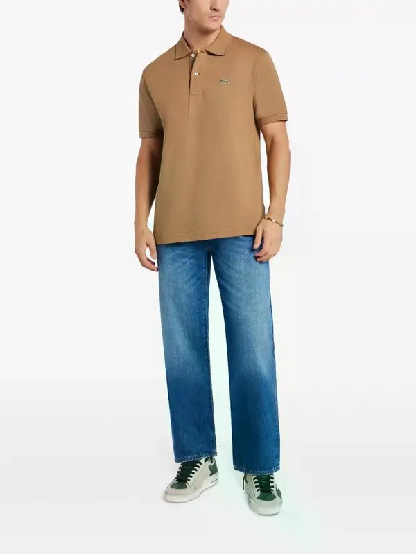 Lacoste Straight-leg Jeans In Washed Denim - Blue