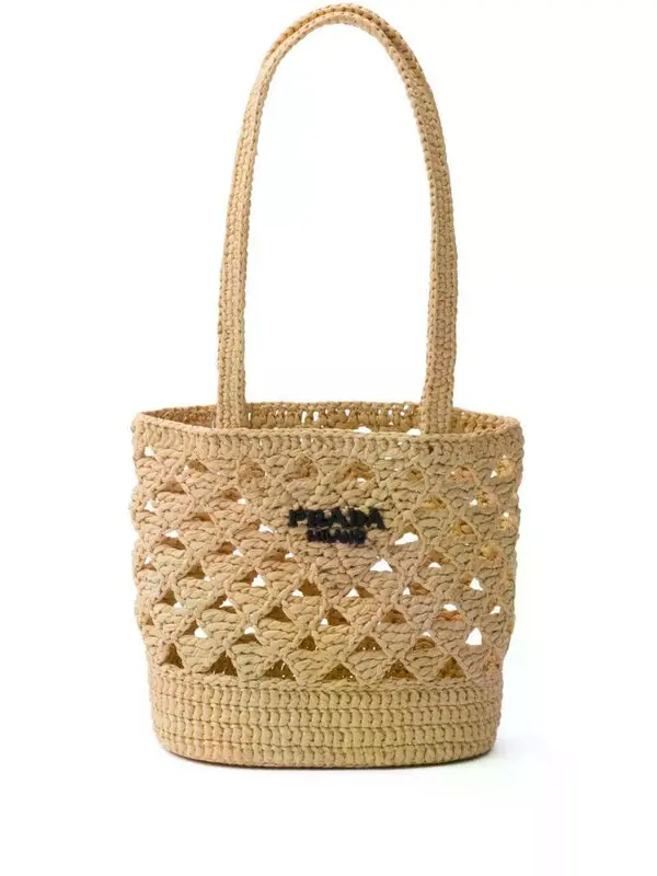 Prada Logo-embroidered Crochet Shoulder Bag