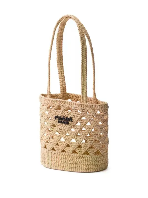 Prada Logo-embroidered Crochet Shoulder Bag